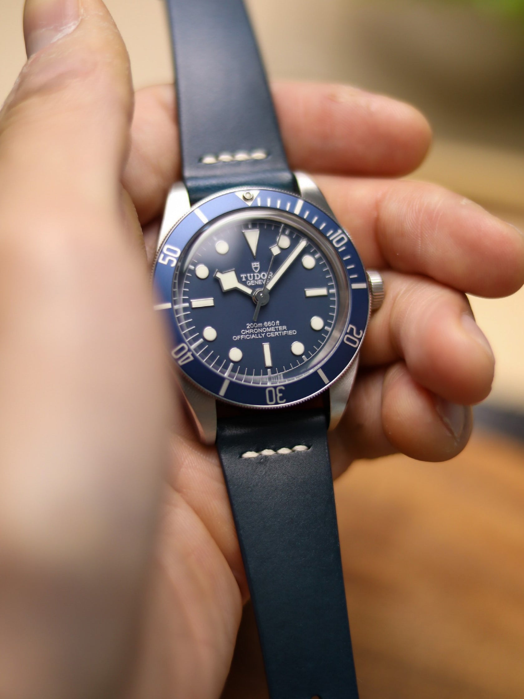 Navy Blue Buttero Row-Stitch Strap – Kairos Stitch